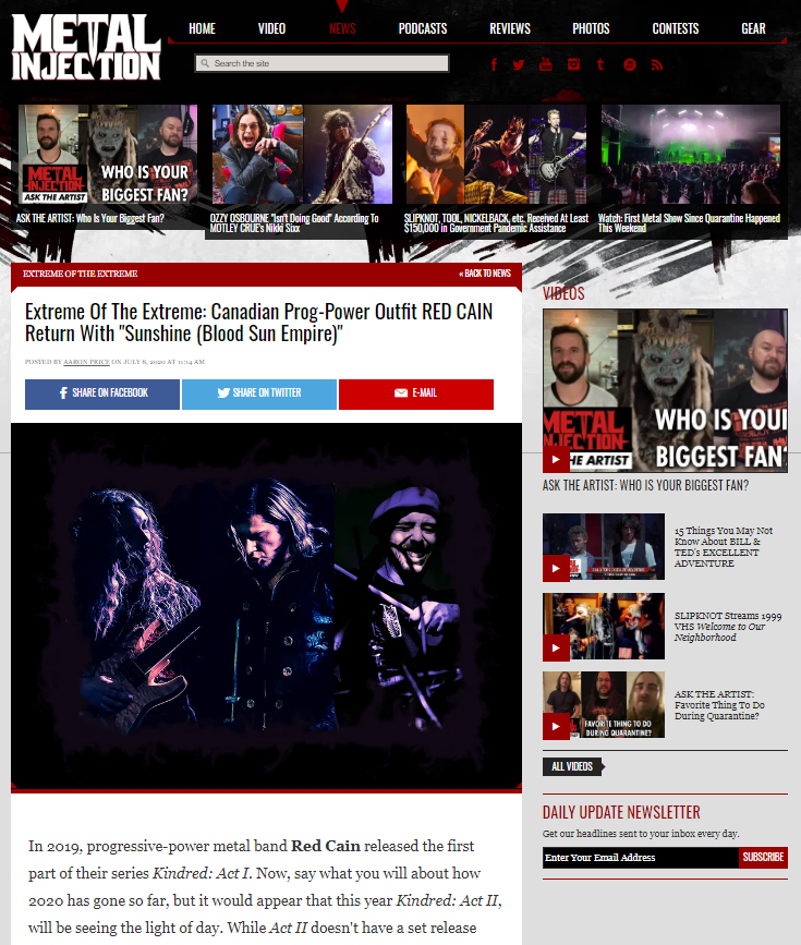 Calgary’s Red Cain Begin The End Of Their “Kindred” Saga With Single ...