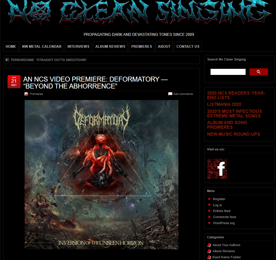 Canada’s Deformatory Unveil Music Video For “Beyond The Abhorrence” Off ...