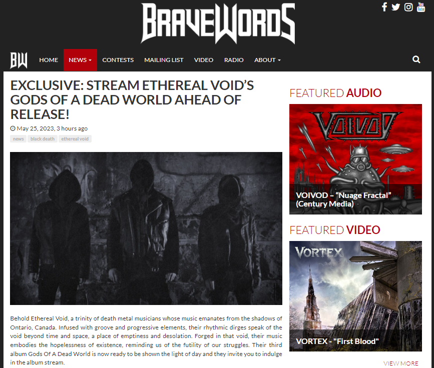 ETHEREAL VOID Explore War, Suffering And Demise In “Gods of a Dead ...