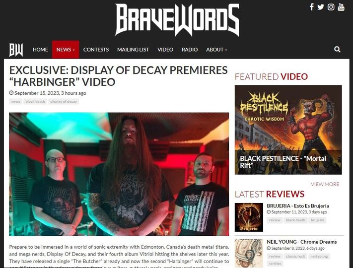 Gore House Productions – Canadian Death Metal DISPLAY OF DECAY Takes A ...