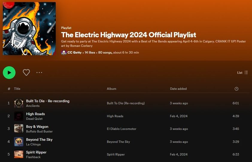 Check Out! The Electric Highway Festival (Calgary, AB) Spotify Playlist ...