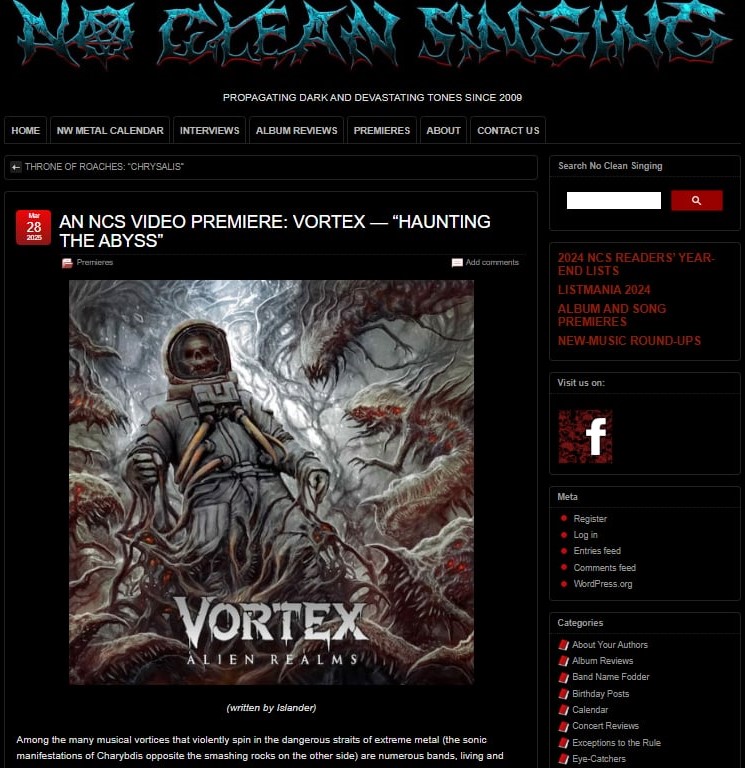 Canada’s Vortex Unveils “Haunting the Abyss” Music Video Ahead Of ...