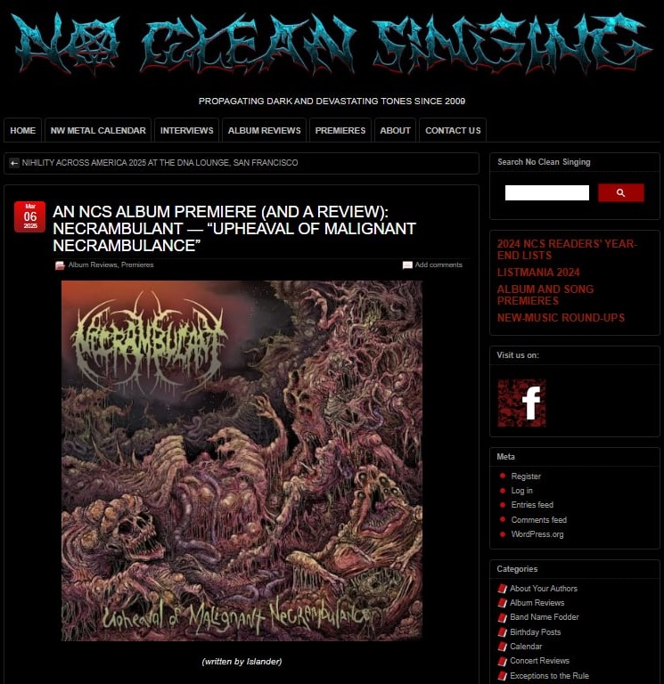 Gore House Prod. – Streaming Now! Inhuman Slam Grind NECRAMBULANT’s New ...