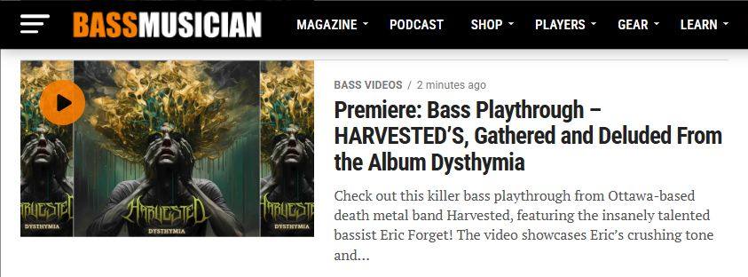 Canadian Death Metal HARVESTED Shares Bass Playthrough “Gathered and ...